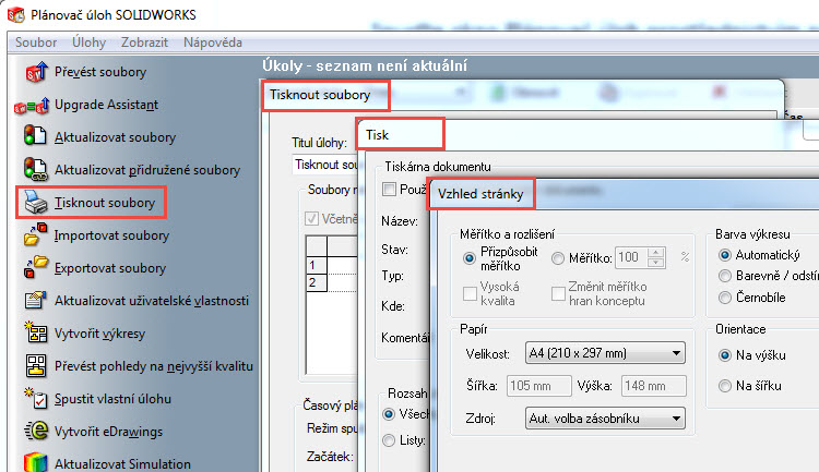Plánovač úloh: Jak naplánovat tisk dokumentace - MůjSolidworks.cz