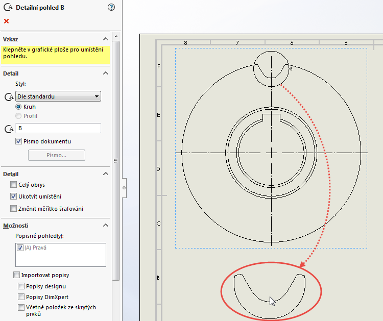 Výkres řetězového kola: Tvorba a rozložení pohledů | MůjSolidworks.cz