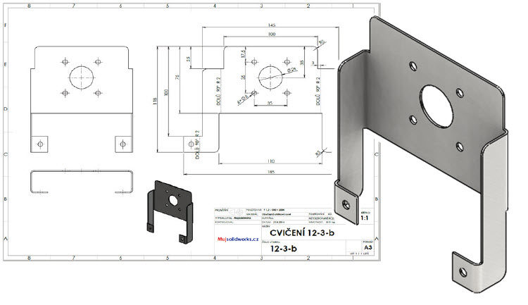 Plechy: Plechový díl #2 (cvičení) | MůjSolidworks.cz
