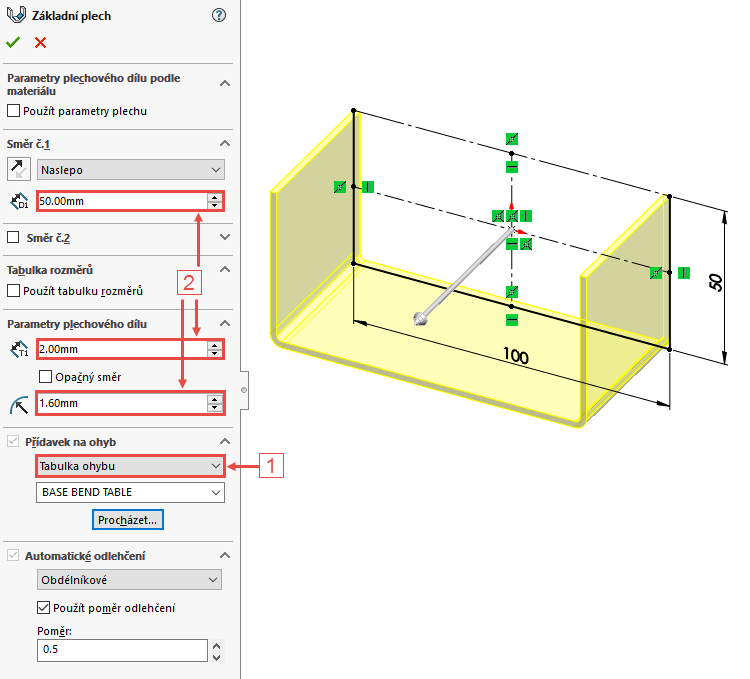 Výroba plechových dílů #7: Tabulky ohybů v SOLIDWORKSu – díl 1 ...