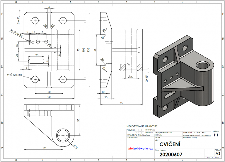 Učíme se SOLIDWORKS: Základy modelování #1 (zadání) | MůjSolidworks.cz