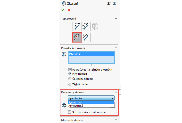 Jak převést zkosení na zaoblení a naopak - MůjSolidworks.cz