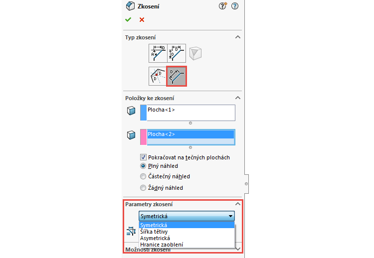 Jak převést zkosení na zaoblení a naopak - MůjSolidworks.cz